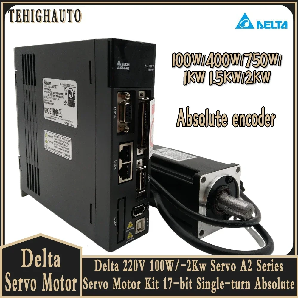 DELTA Servo Motor Kit 100W-2KW A2 Servo Series 17-bit Single-turn ...