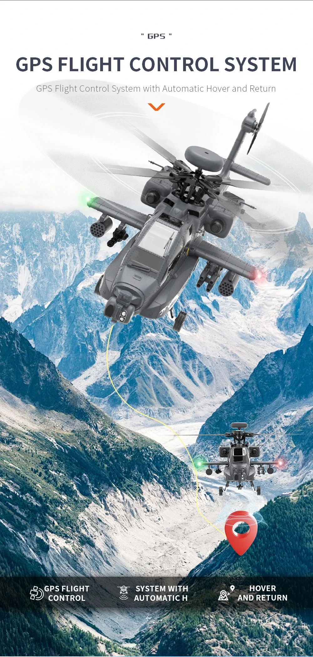 Apache F11S Armed Remote Control Helicopter GPS With Camera Display ...