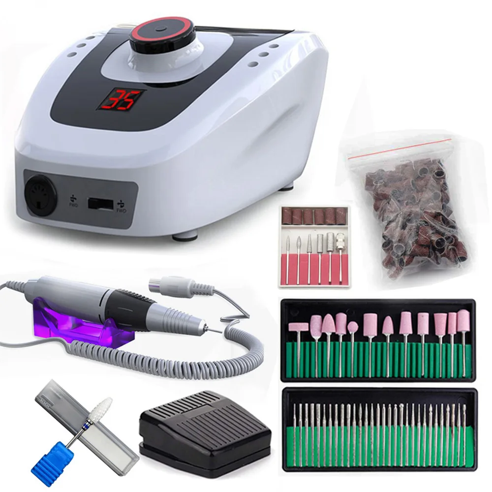 32W 35000RPM Nail Drill Machine Set With Sanding Band Professional ...