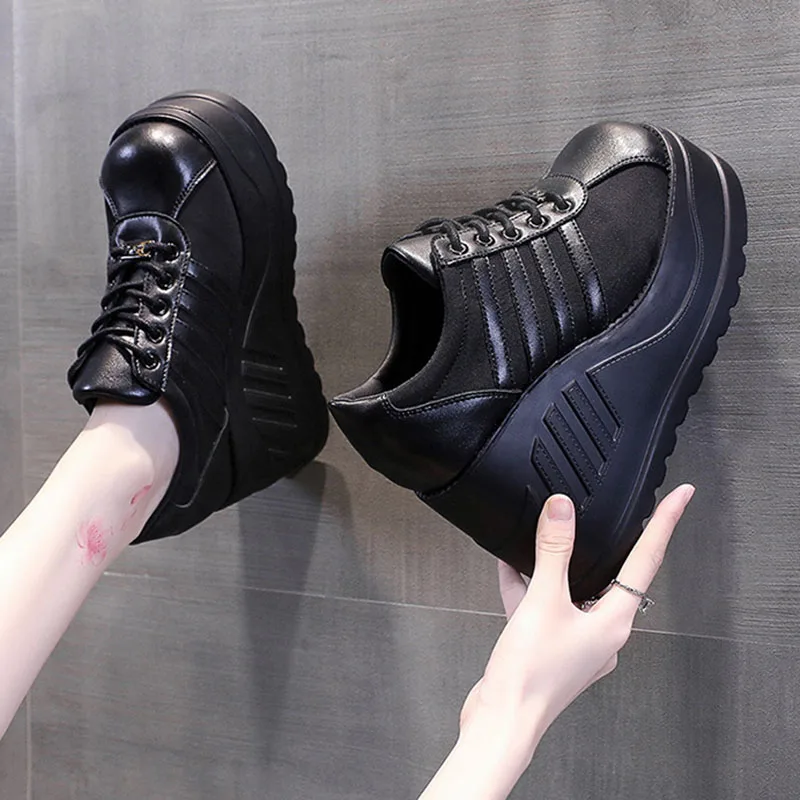 Women-s-Platform-Shoes-Black-Large-Size-Wedges-Sneakers-10cm-High-Heels ...