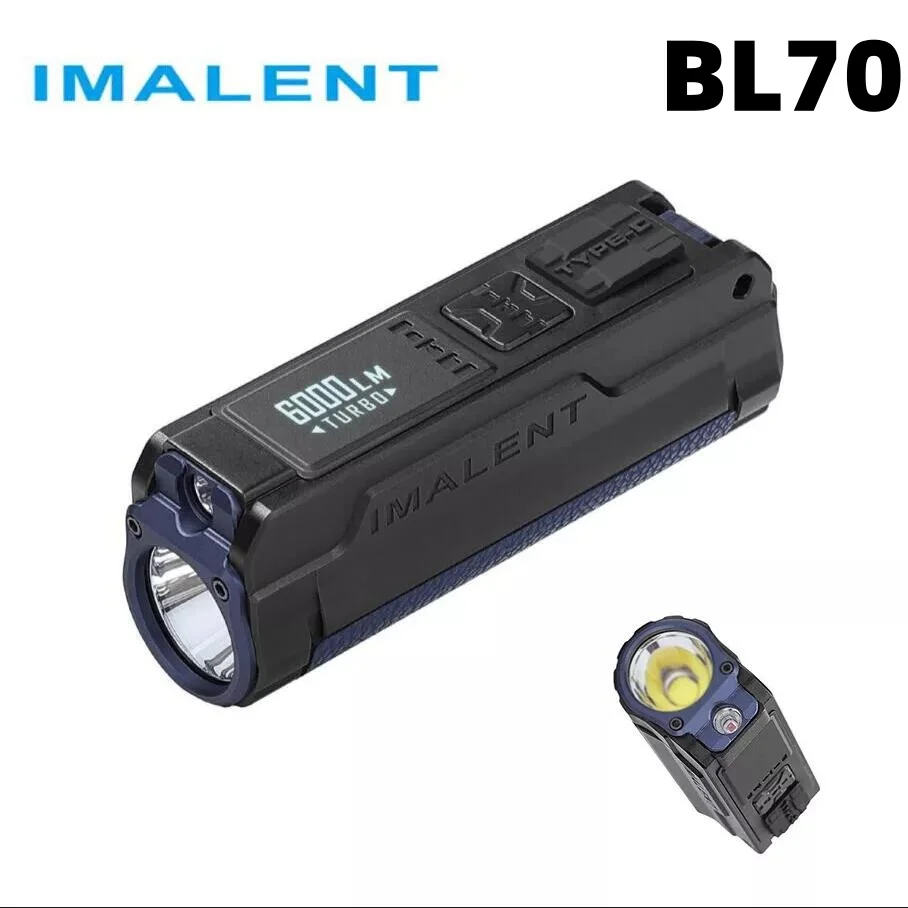 IMALENT BL70 6000 루멘 강력한 EDC 손전등 XHP70 HI LED 타입-C 충전식 듀얼 라이트 소스 포켓 토치 ...