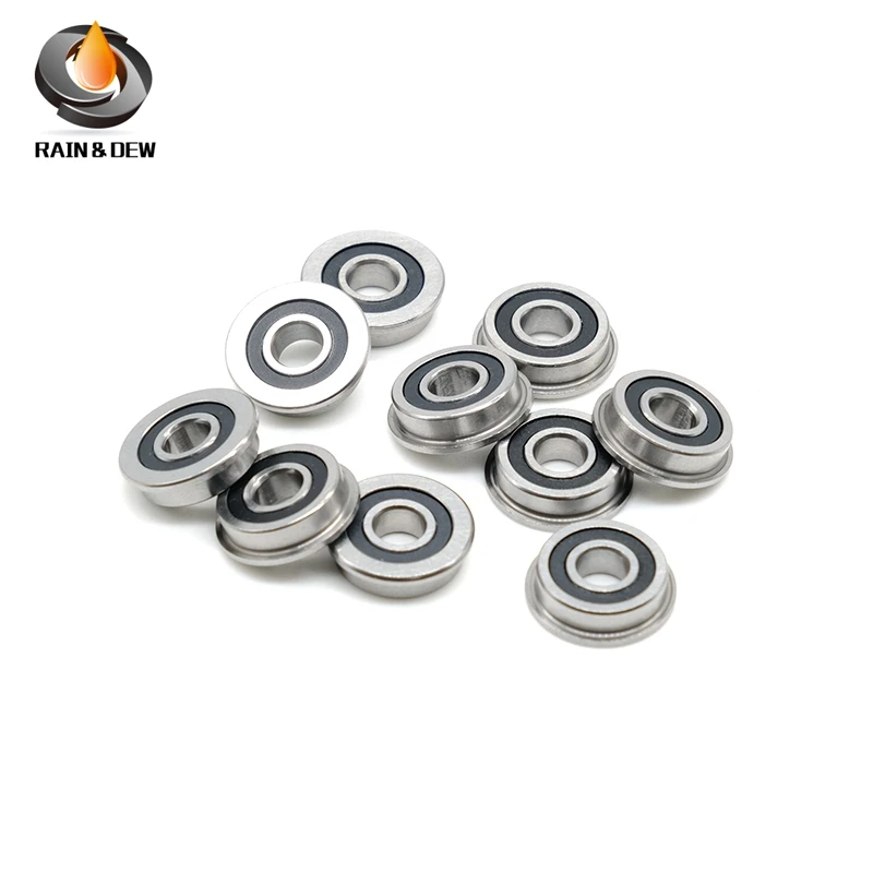 10Pcs F695 2RS Bearing 5*13*4 mm ABEC 7 Flanged Miniature F695 RS Ball ...