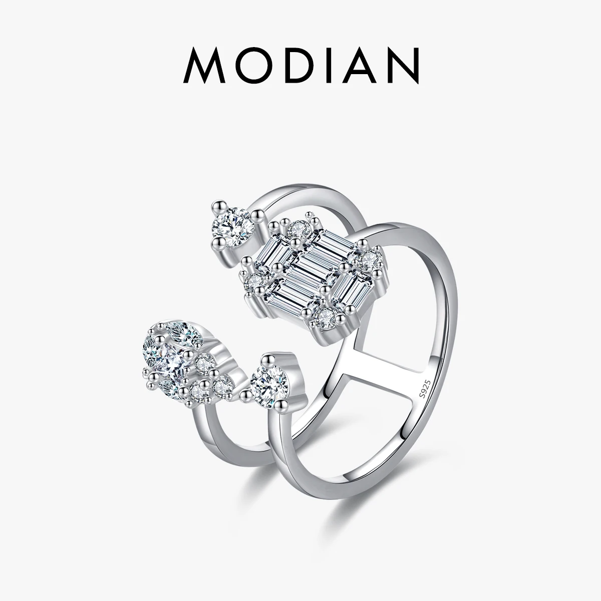MODIAN-925-Sterling-Silver-Luxury-Geometric-CZ-Double-Layer-Ring-Trendy ...