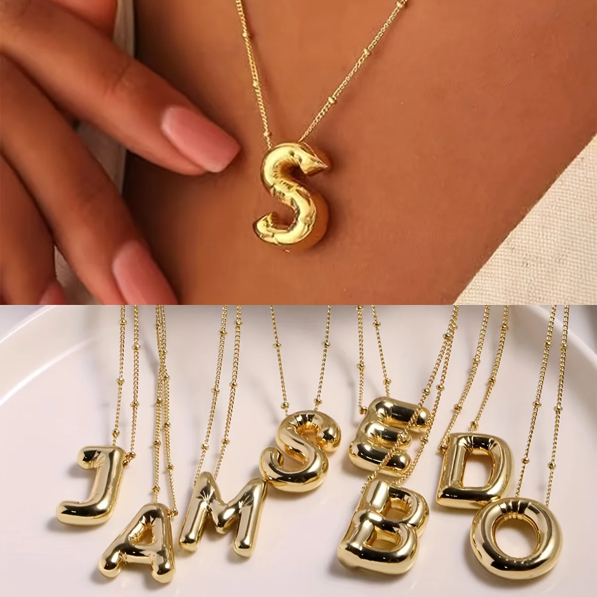 Glossy English Letter Copper Pendant Necklace Jewelry 26 Letter Special ...