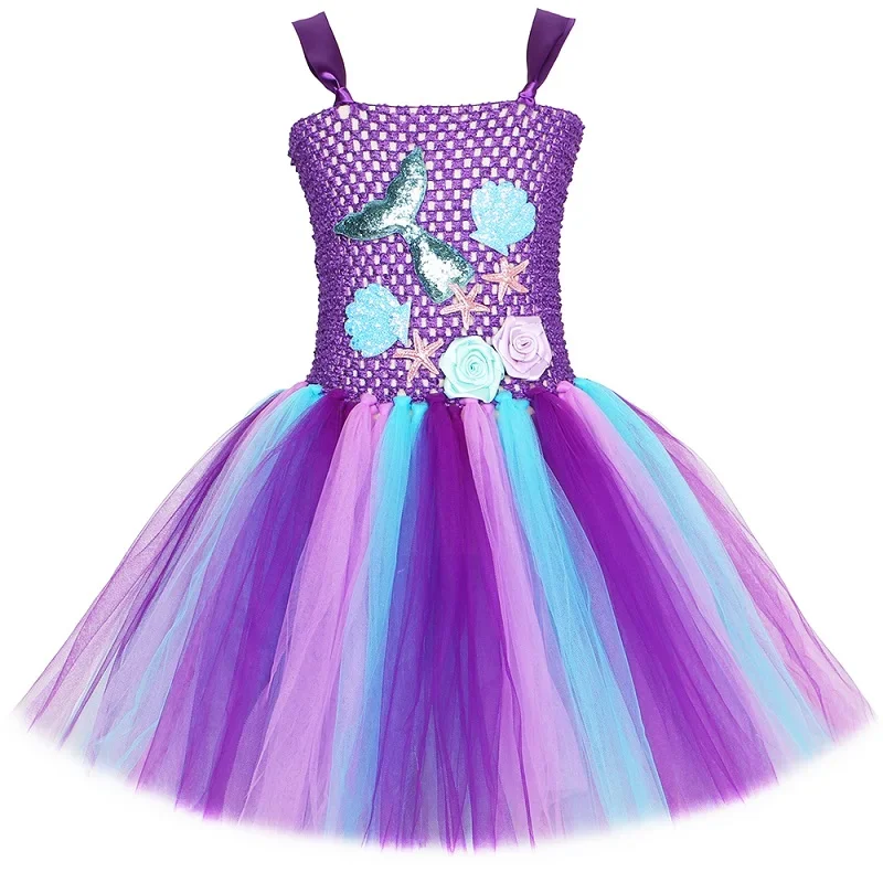 Vestido de tutú de sirena para niñas, vestido de princesa de tul para ...