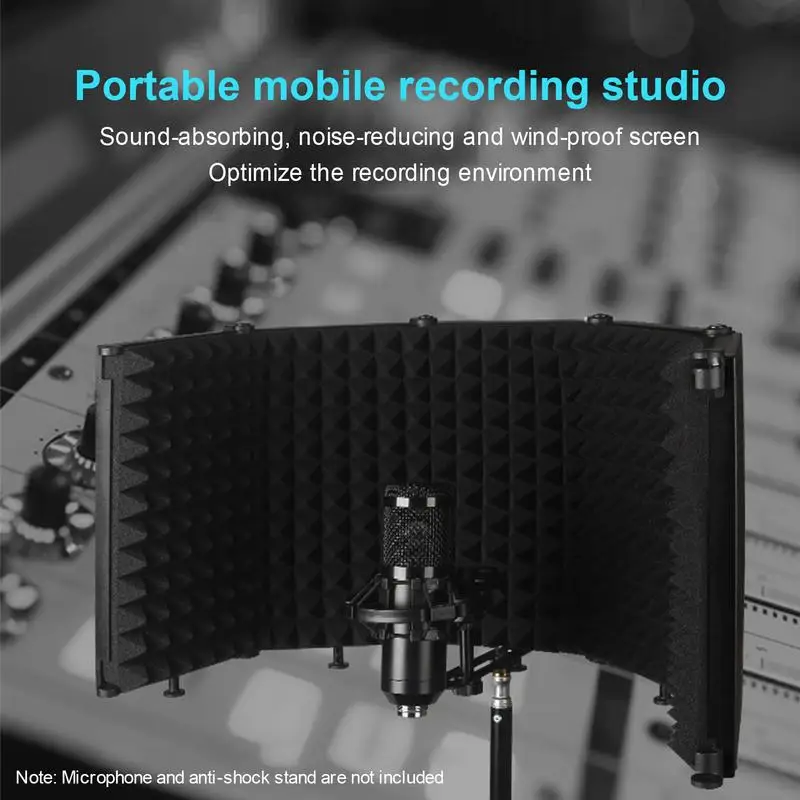 5Panels-Acoustic-Screen-Microphone-Insulation-Shield-Foldable-Isolation ...