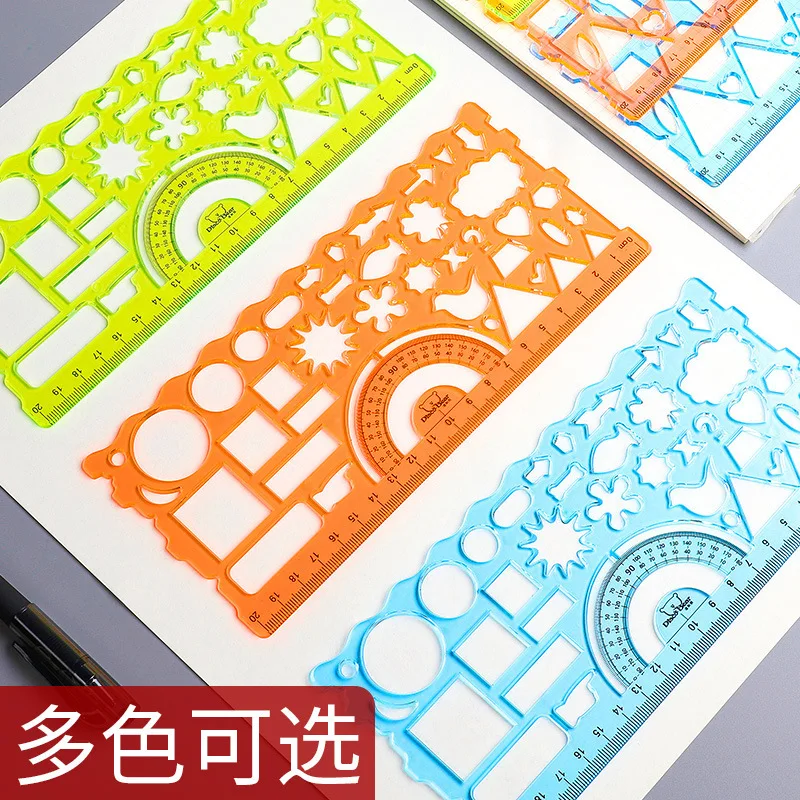 2Pcs/lot Candy Color Multifunction Ruler Geometric Drawing Template ...