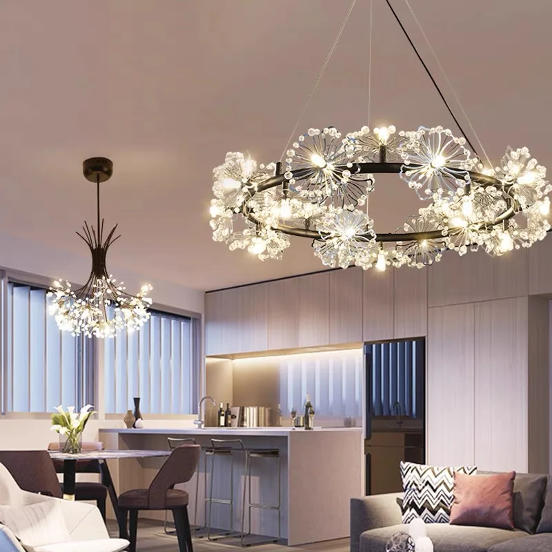 Modern Creative Dandelion Flower Chandelier Led Living Room Bedroom ...