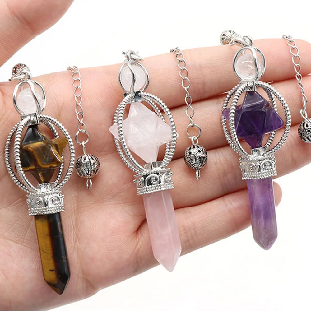 Natural Stone Spinning Merkaba Pendulum Divine Healing Crystal Point ...