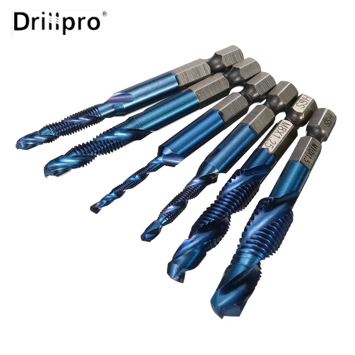 Drillpro-6pcs-M3-M10-Screw-Tap-Drill-Bits-Hss-Taps-Countersink-Deburr ...
