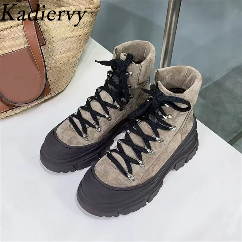 High Quality Short Boots Woman Lace Up Round Toe Flat Shoes Woman ...
