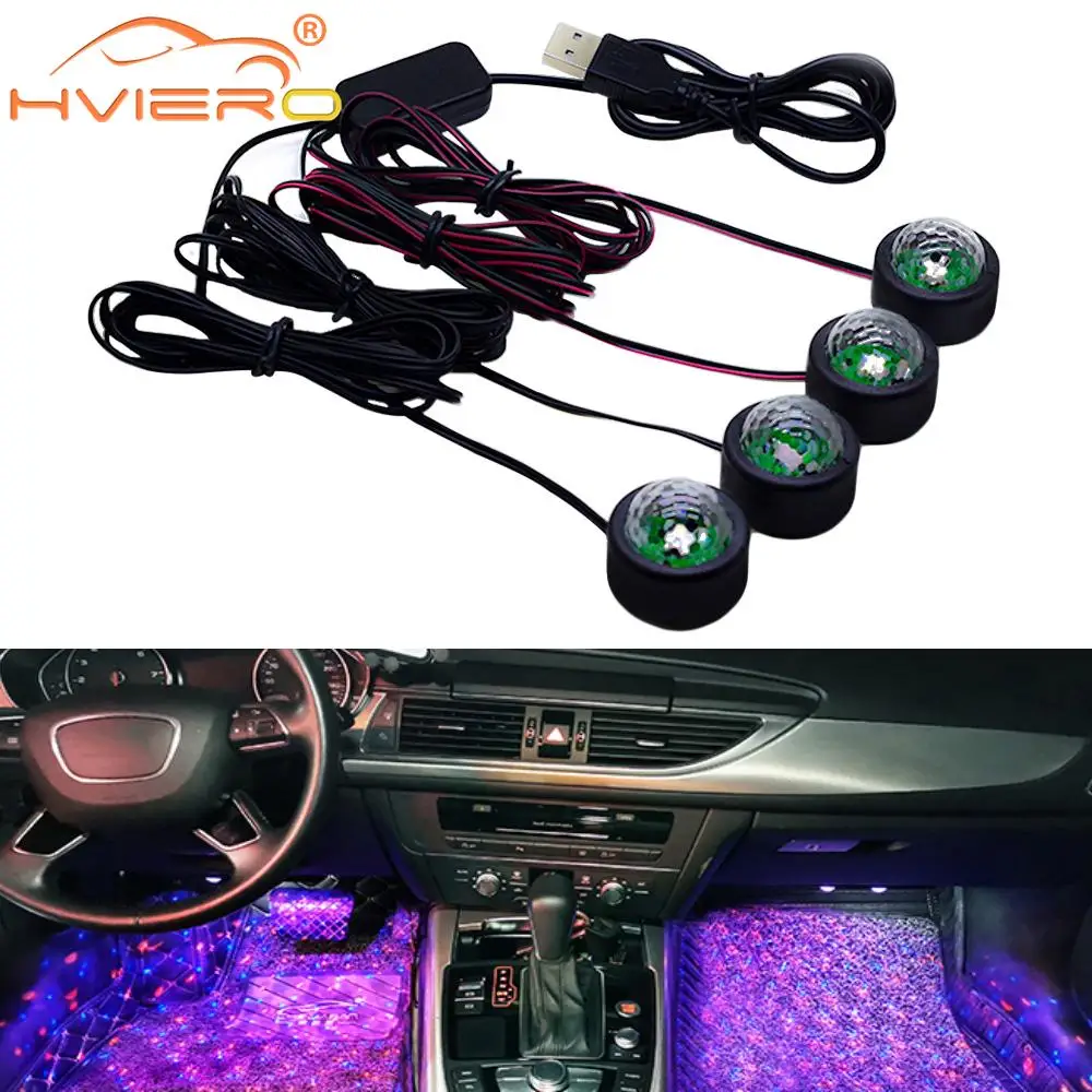 4PCS-Auto-RGB-LED-Car-Atmosphere-Ambient-Floor-Foot-Lights-Interior ...