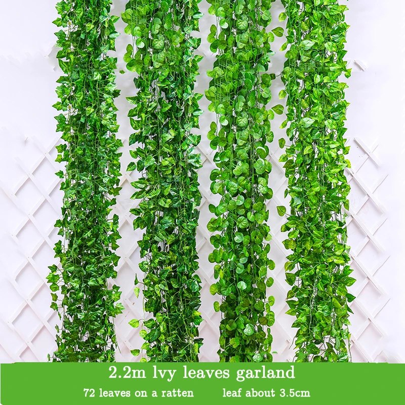 210cm Artificial Plants Green Ivy Fake Leaves Garland Plant Wall Hanging Vine Home Gardan ...