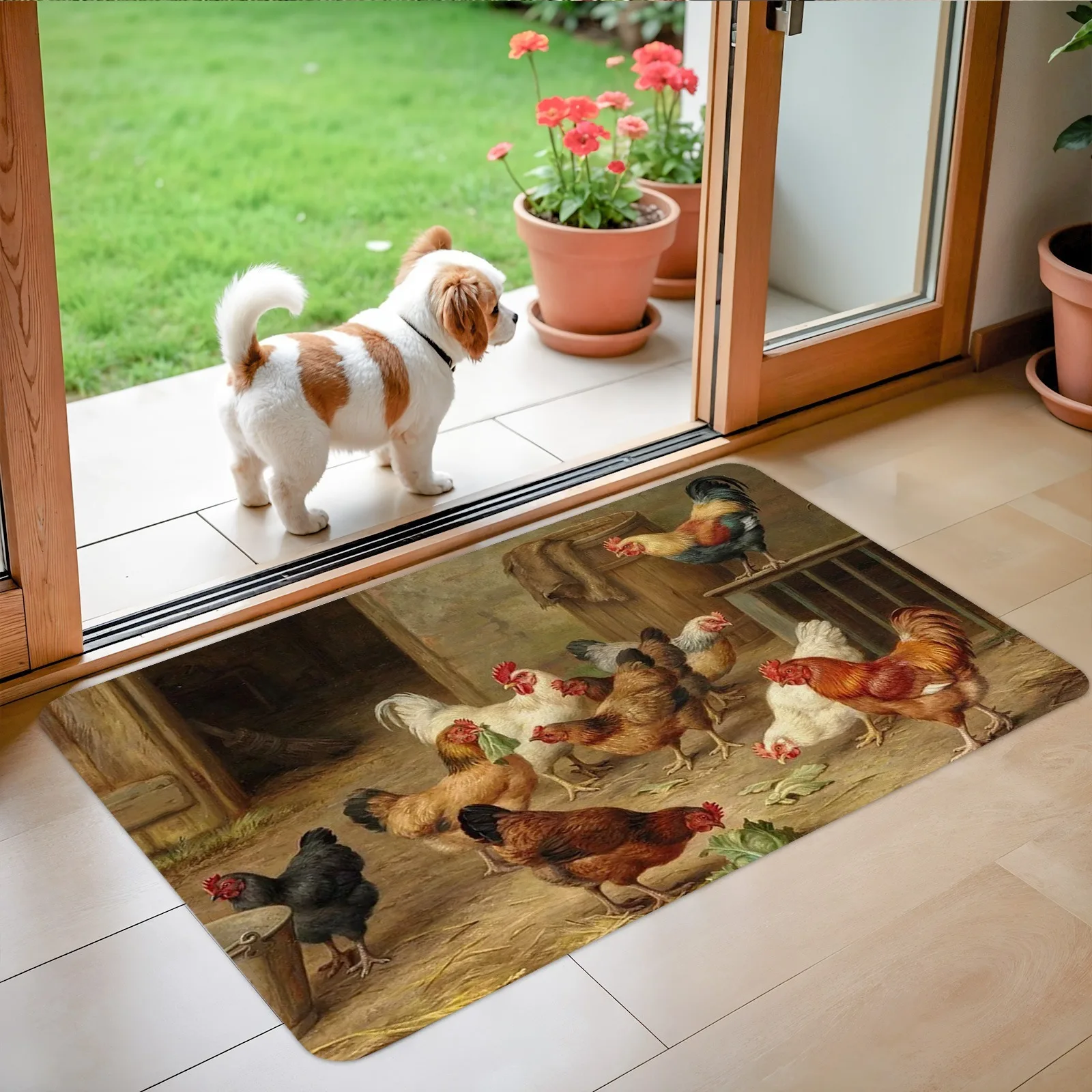 1PC Chickens Pattern Kitchen Rug Non-Slip Door Mats Pop design Bathroom ...