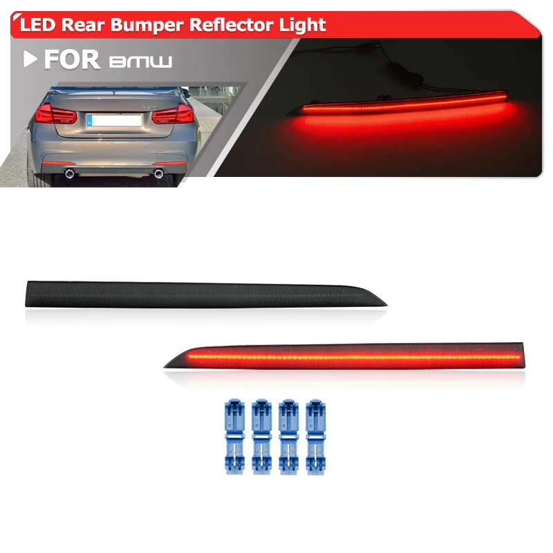 2x Smoked Rear Led Bumper Reflector Trim Tail Brake Stop Fog Signal ...