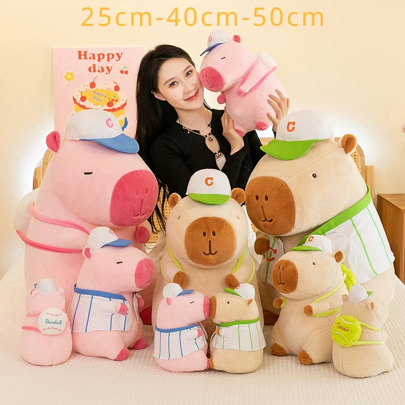 25-40-50cm-Fluffy-Pink-Capybara-Plush-Toys-Big-Size-Kawaii-Baseball ...