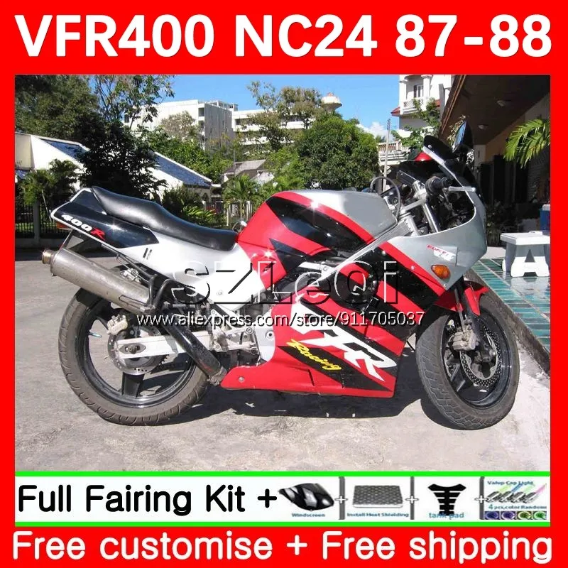 Glossy red Bodys For HONDA NC24 VFR400 R V4 VFR400RR VFR400R RVF VFR ...