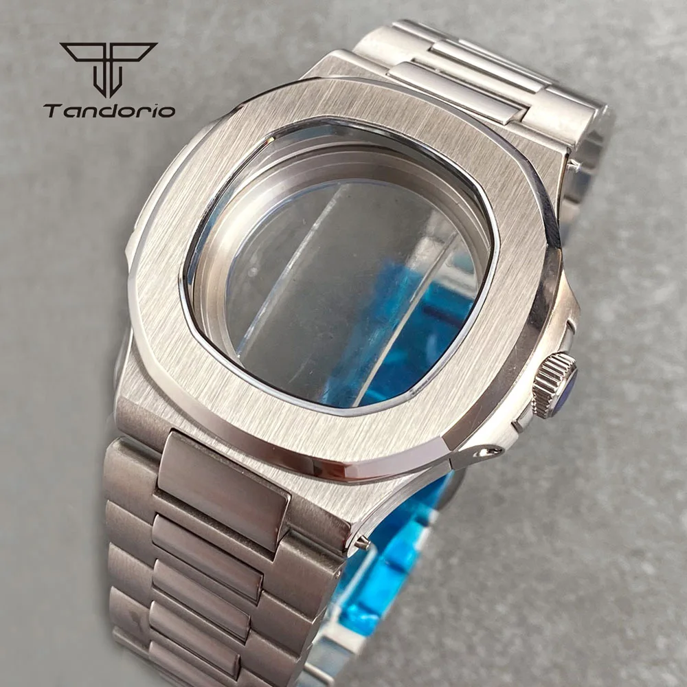 40mm-Square-Stainless-Steel-Brushed-Watch-Case-Bracelet-Sapphire-for ...