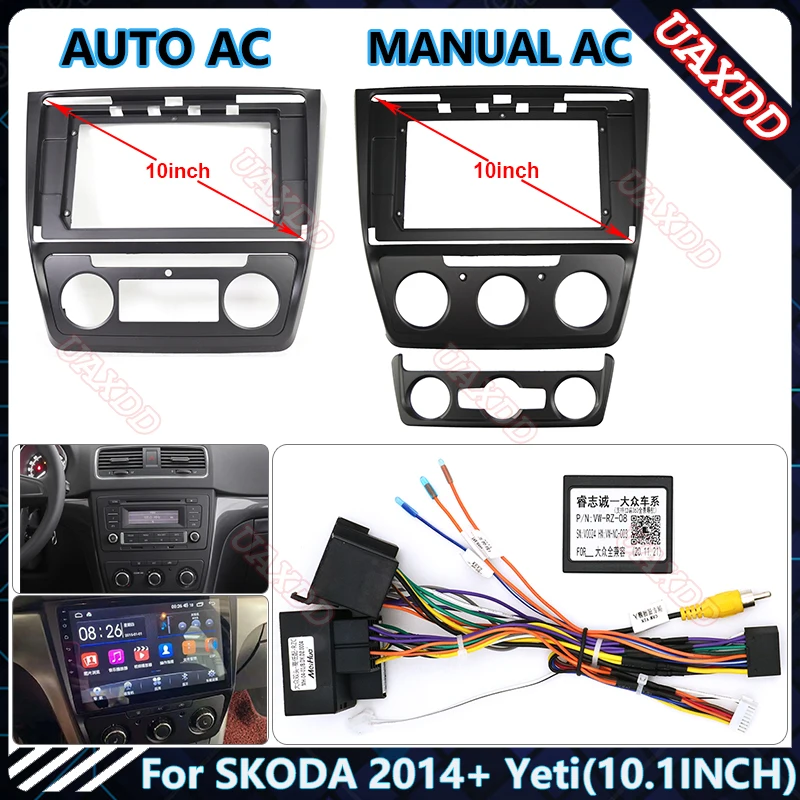 10.1 inch 2 Din Car Radio Fascia For SKODA Yeti MANUAL AC/AUTO AC 2014 ...