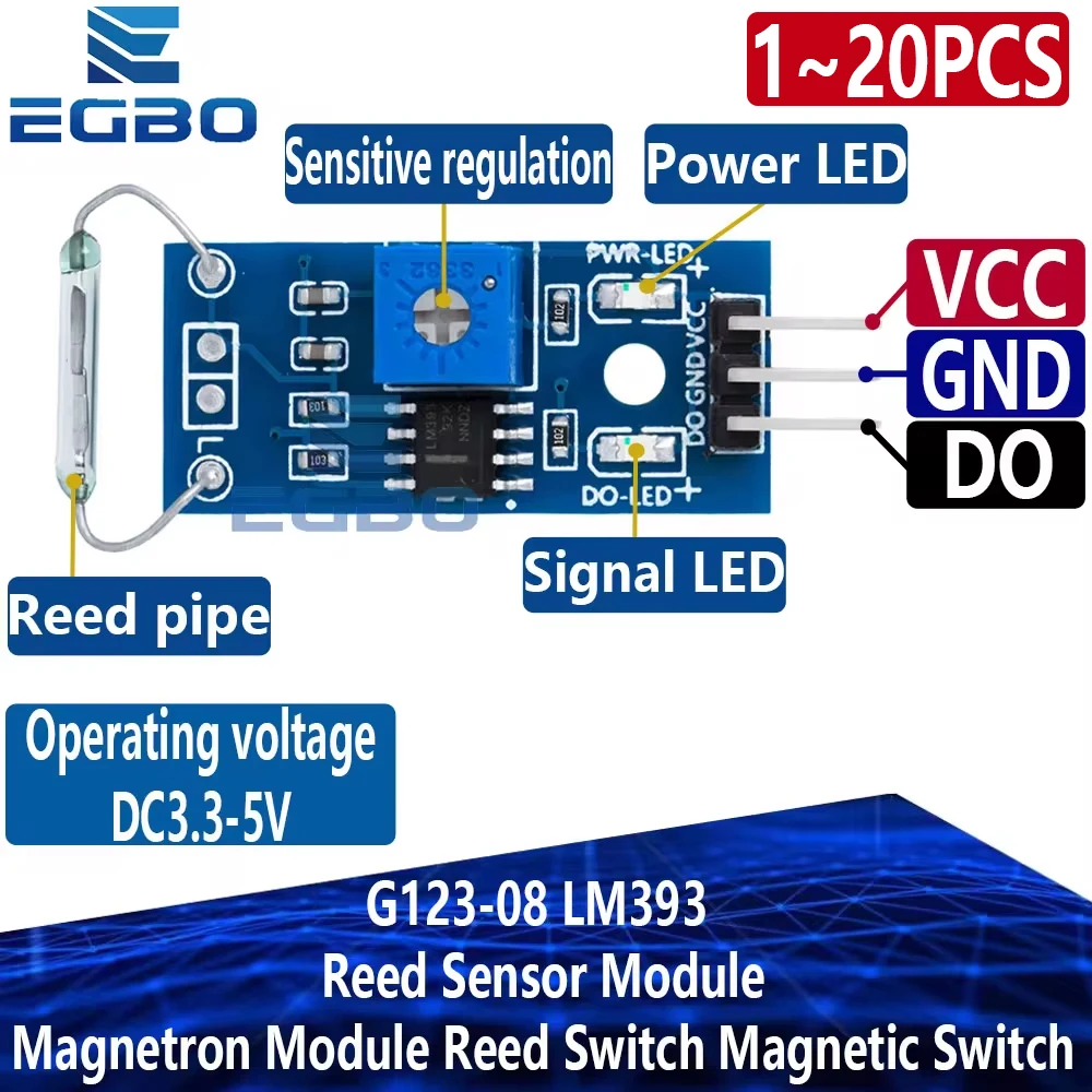1PCS-20PCS-G123-08-LM393-Reed-Sensor-Module-Magnetron-Module-Reed ...