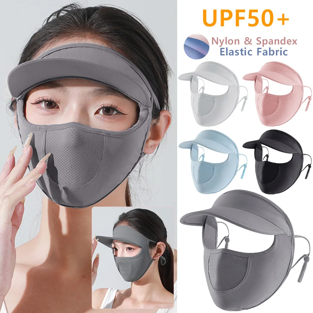 Summer-Sunscreen-Full-Mask-Anti-UV-Breathable-Sun-Hat-Ice-Silk-Cooling ...