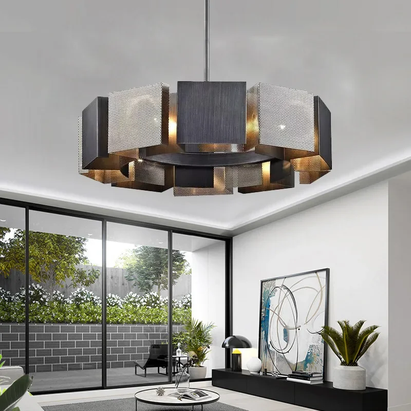 Modern-LED-Obsidian-Block-Ceiling-Chandeliers-Metal-Luxury-Living ...