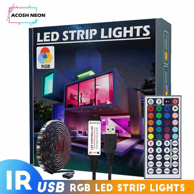 RBG-LED-Light-strip-44-key-IR-remote-control-Adjustable-colors-Chip ...