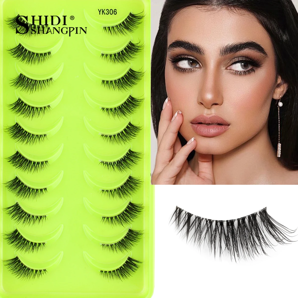 6/10 pairs Half Lashes 3D Mink Lashes Faux Mink Fluffy Lash Soft Full ...