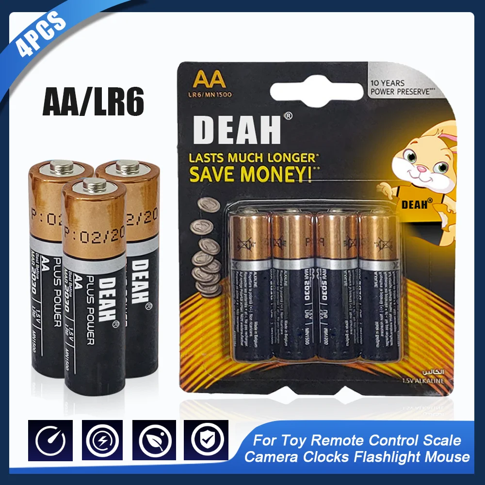 4PCS AA Battery 1.5V Alkaline AA Battery For Electric Toy Remote ...