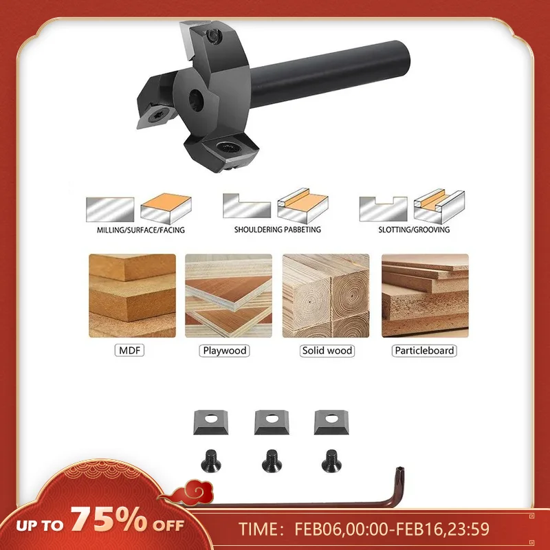 3Flute-Wood-Planer-Bit-39mm-Cutting-Diameter-8mm-Shank-Spoilboard ...