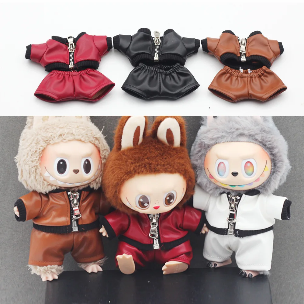 17cm Labubu 1-3 Gen Doll Outfits | Trendy Leather Jacket Set | Clothes ...