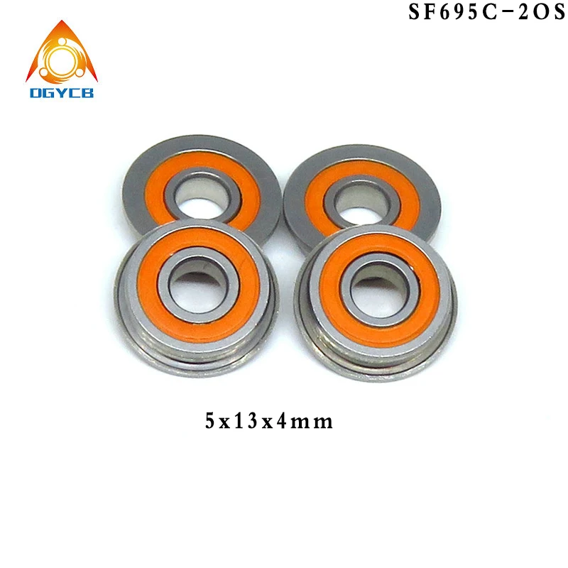 1pcs-SF695-2RS-5x13x4-mm-ABEC7-Stainless-Steel-Flange-Hybrid-Si3N4 ...