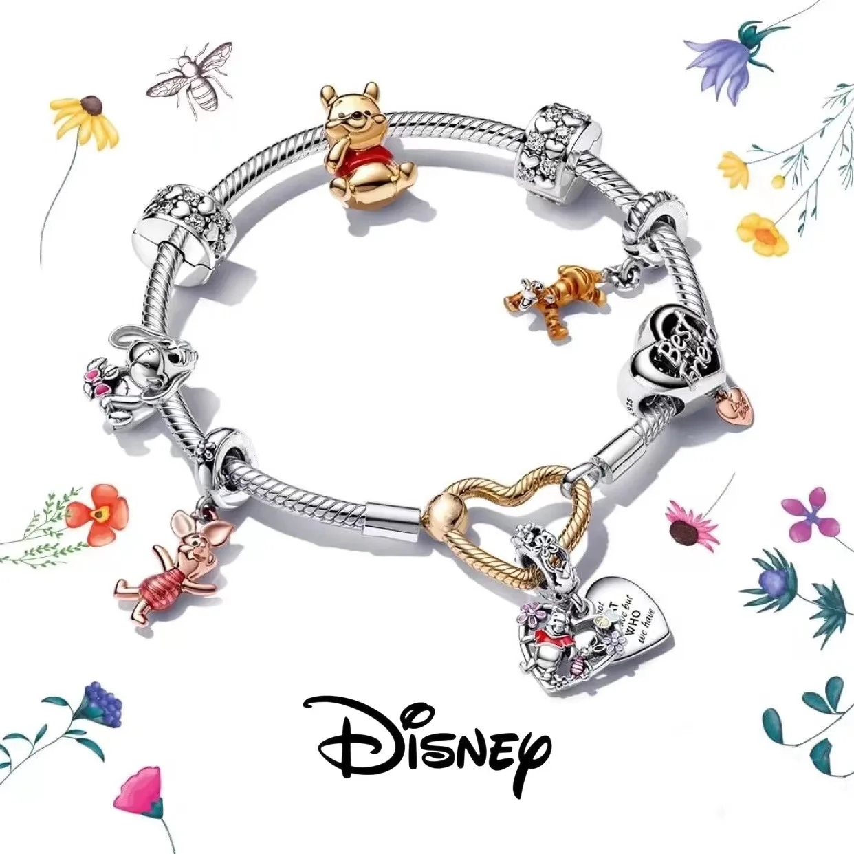 Disney-pulsera-de-plata-de-ley-925-para-mujer-brazalete-brillante-con ...