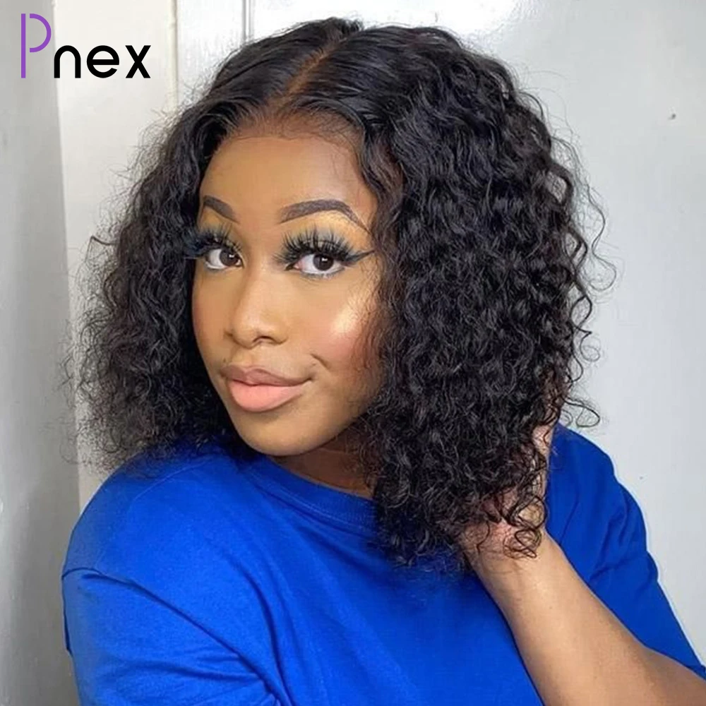 Peluca-de-cabello-humano-rizado-con-cierre-Frontal-pelo-corto-Bob-onda ...