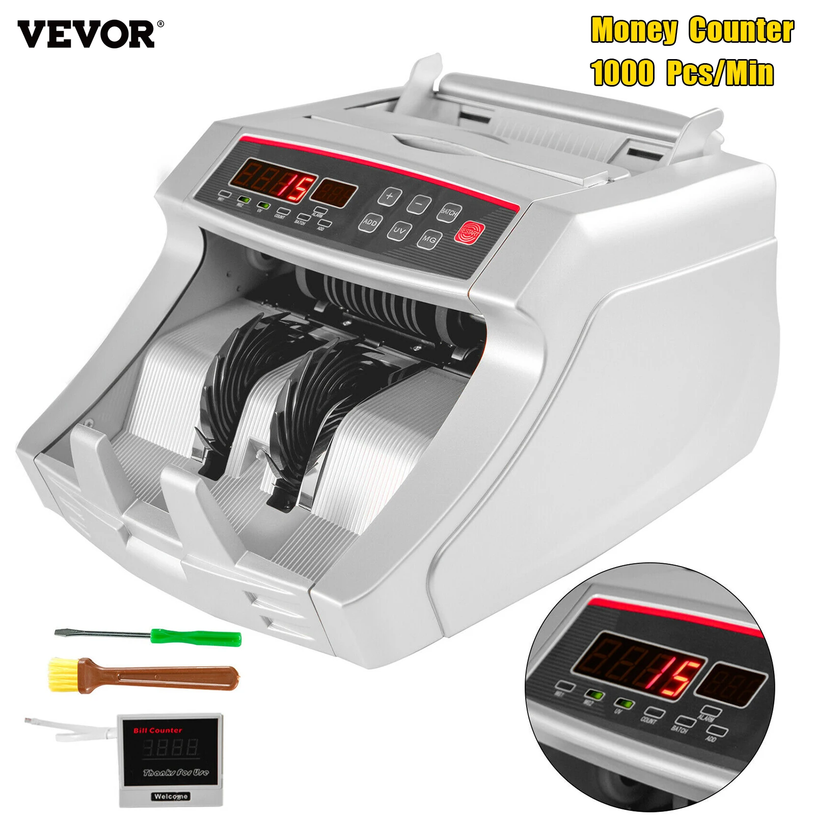 Vevor 1000 Pcs/min Money Counter Business Cash Register Euros Bills ...