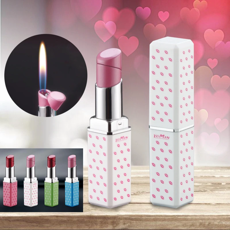 New-Cute-Lipstick-Lighter-Mini-Open-Flame-Inflatable-Butane-Lighter ...