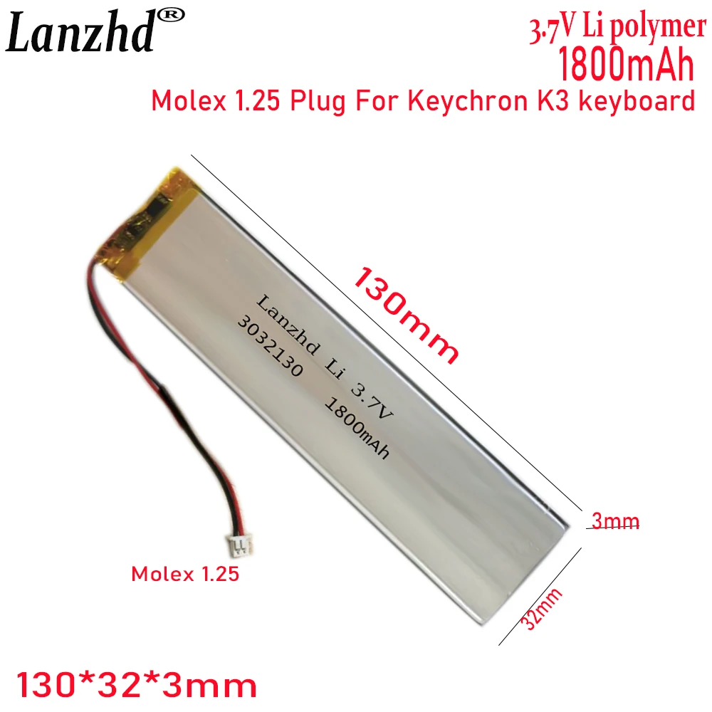 1-20 Pcs 3032130 3.7V 1800mAh Li Polymer Battery For Keychron K3 ...