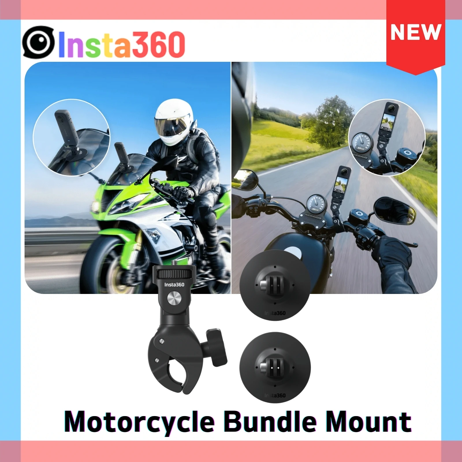 Insta360-X4-Motorcycle-Bundle-Mount-Super-Motor-Clamp-Kit-For-Handlebar ...