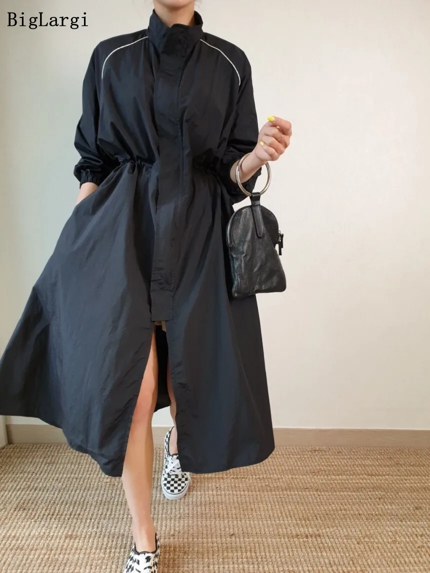2023-Autumn-Long-Sleeve-Windbreaker-Dress-Korean-Chic-All-match-Stand ...
