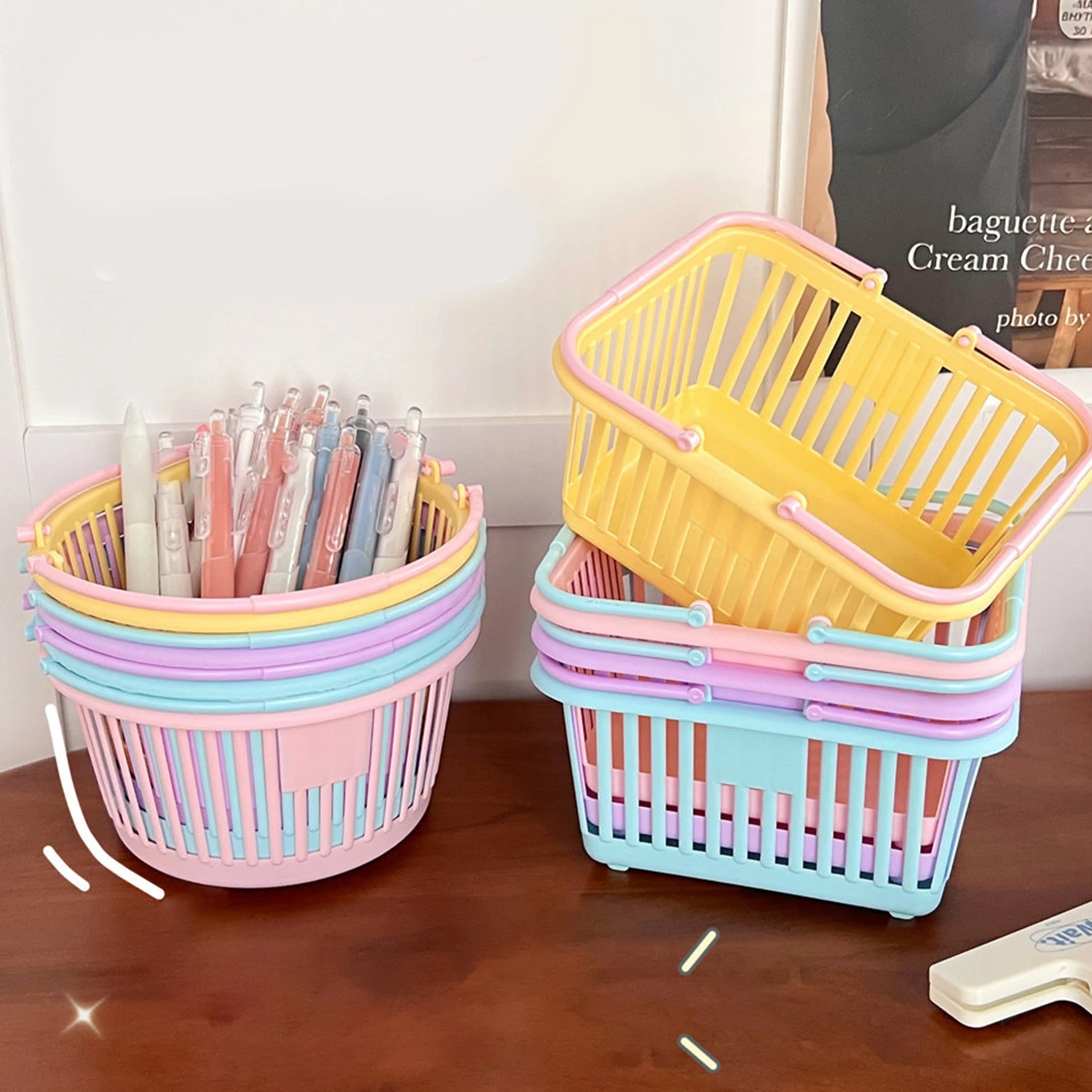 New-Plastic-Basket-Organizer-Portable-Shopping-Storage-Box-Desktop ...