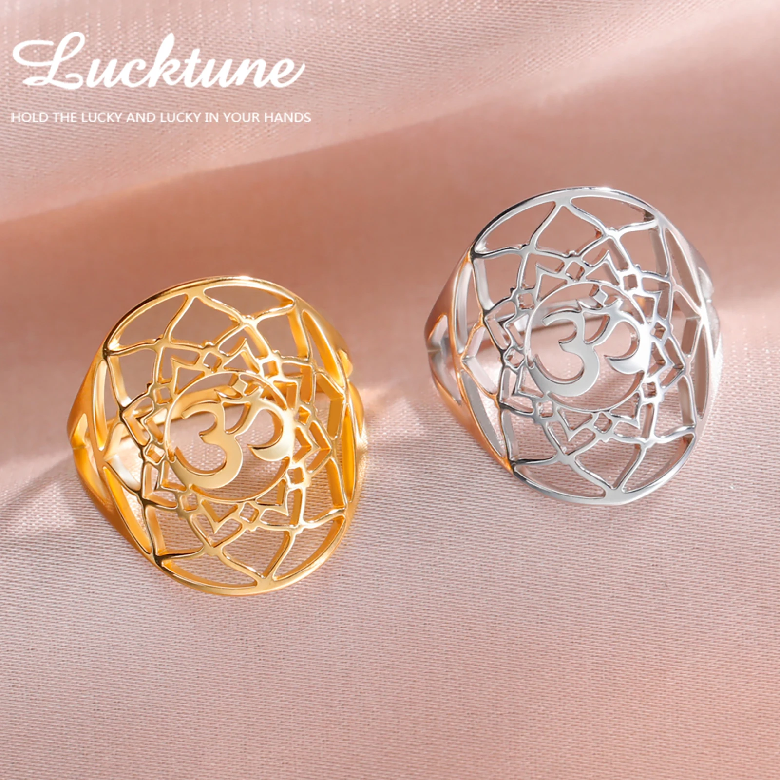 Lucktune-Lotus-Flower-OM-Yoga-Symbol-Ring-Stainless-Steel-Buddhism-Hindu-Amulet-Chakra-Finger ...