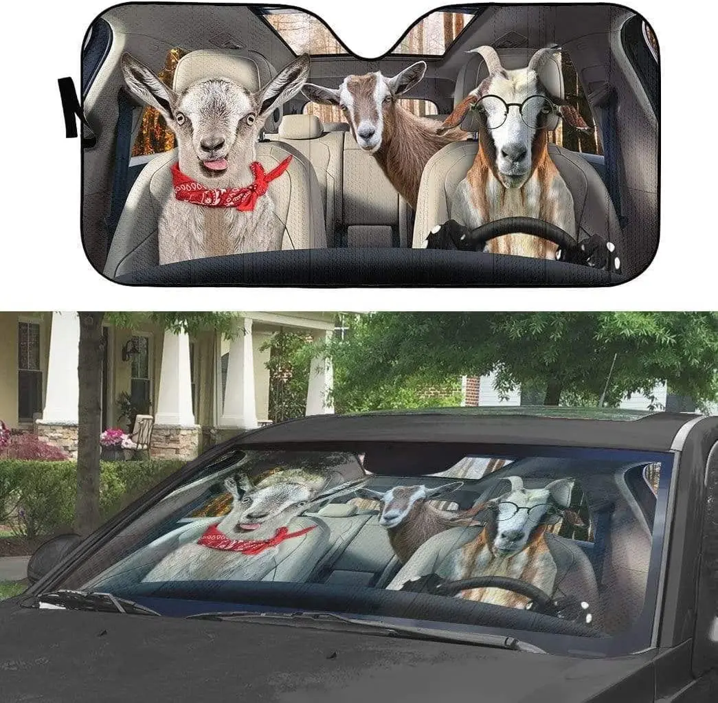 Goats-Funny-Animals-On-Wheels-Left-Hand-Drive-Car-Sunshade-Funny-Goat ...