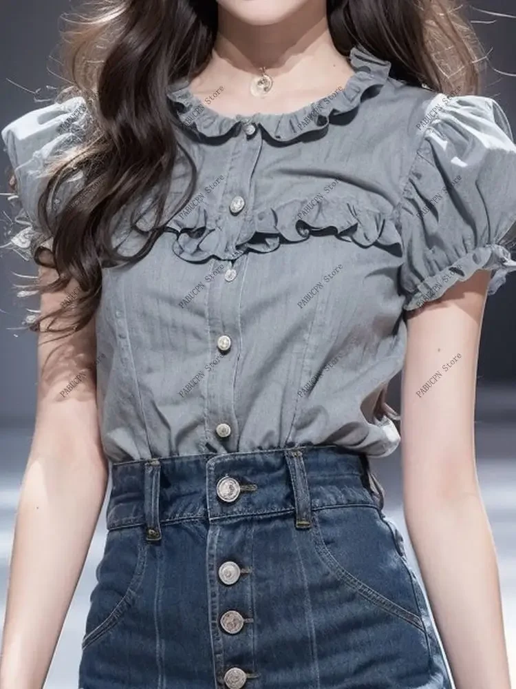 Super-Cutecore-High-Quality-Ropa-Mujer-Tops-Gray-Streetwear-Poleras ...