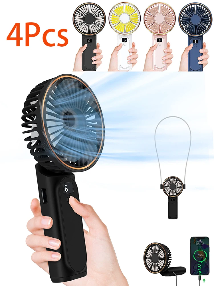 4Pcs-Portable-Handheld-Fan-4000mAh-USB-Rechargeable-Personal-Fan-180 ...