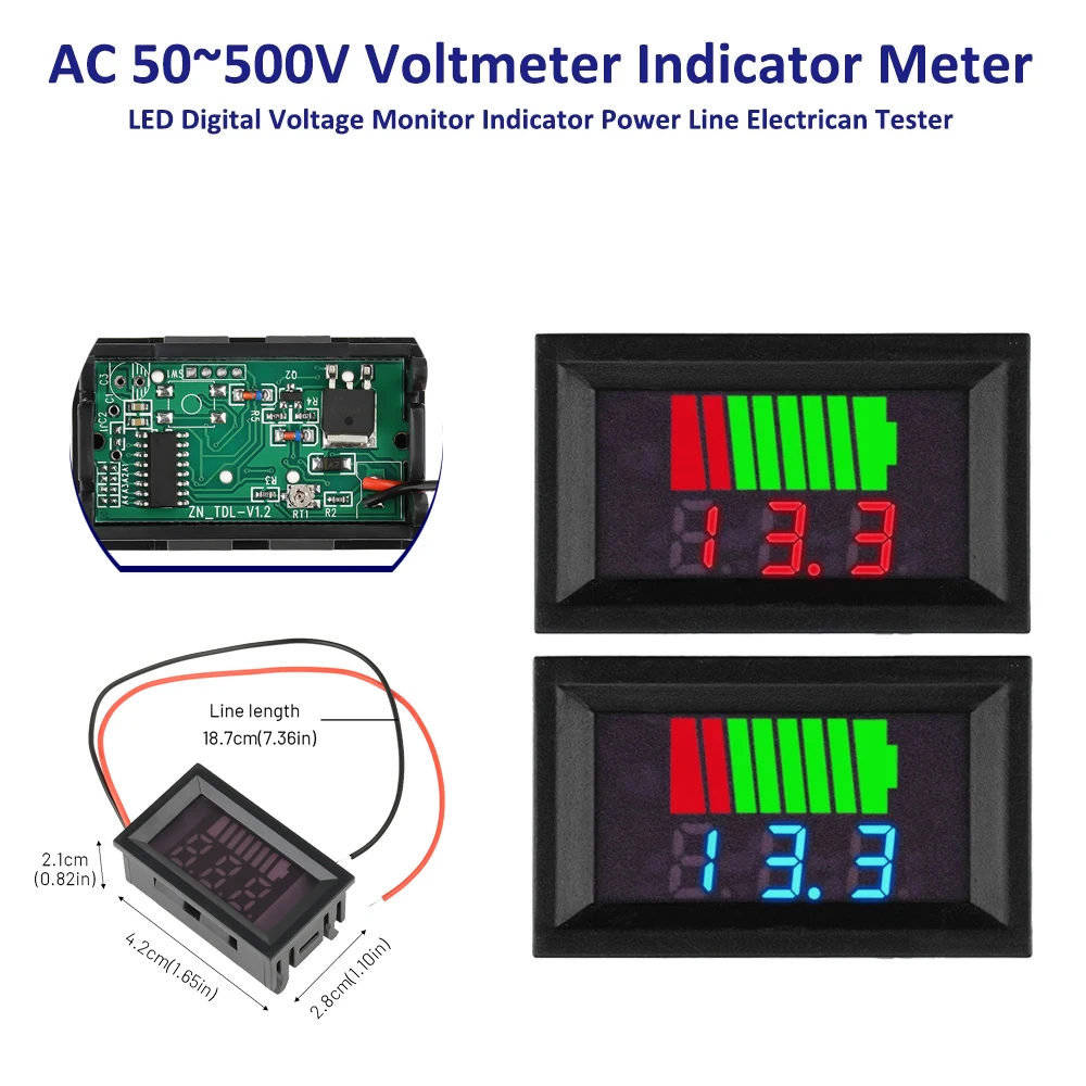 DC 6V-72V Voltmeter Battery Power Indicator Lithium Battery Capacity ...
