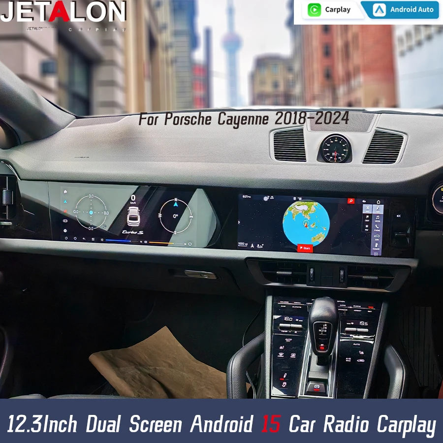12.3Inch Dual screen For Porsche Cayenne 2018-2024 Car Multimedia Video ...