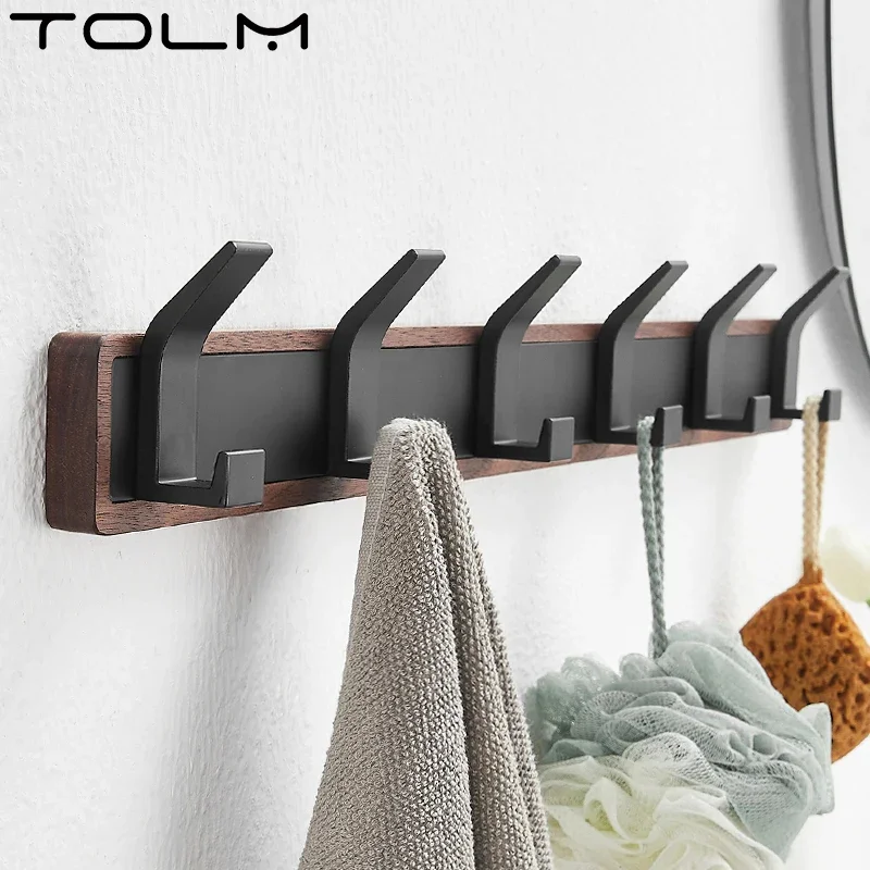 Walnut-Coat-Wall-Hook-Wall-Hanging-Coat-Rack-for-Bathroom-Kitchen ...