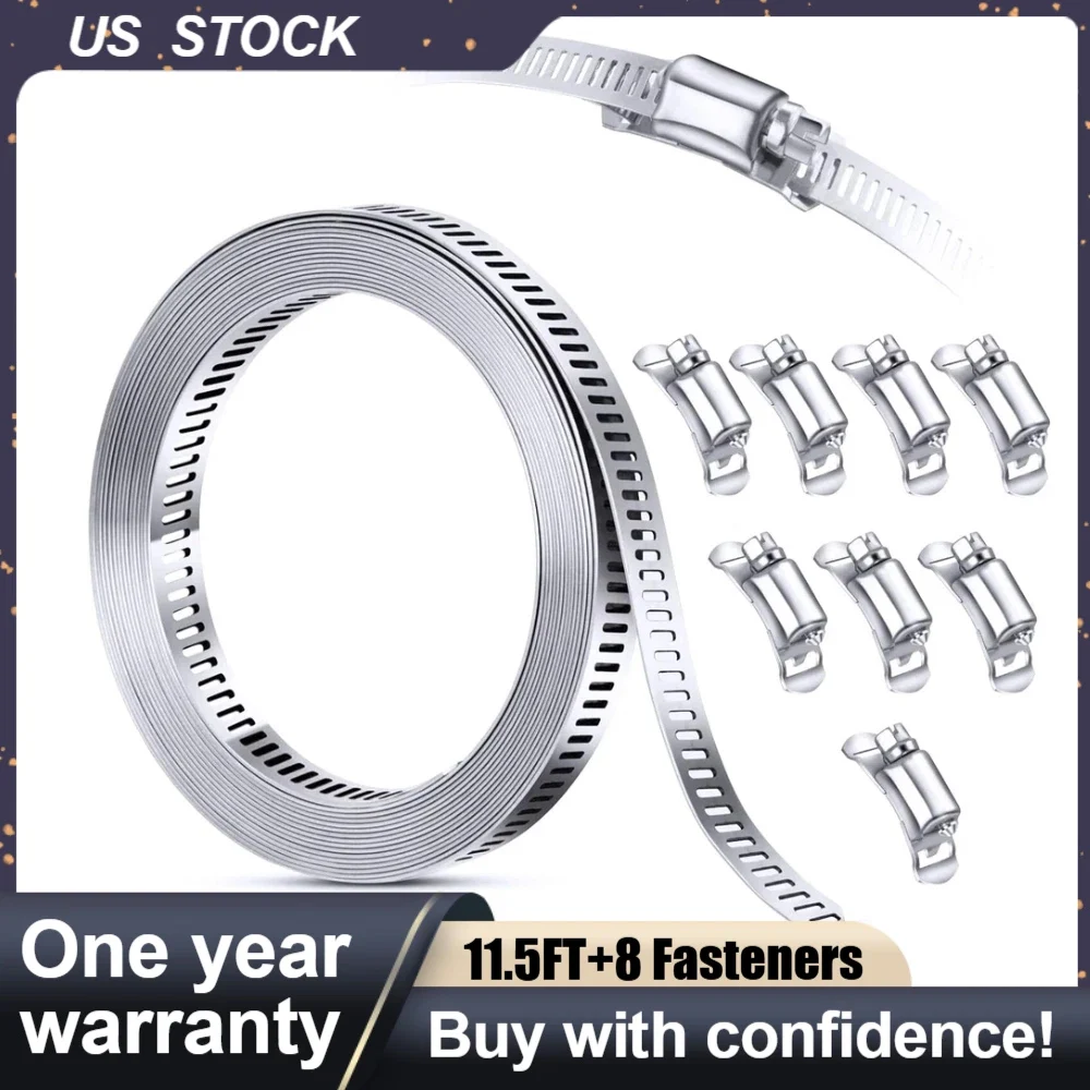 1 Set New Quality 11.5FT Adjustable Large Hose Clamps Worm Gear ...