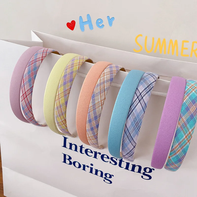 2pcs/set Hairbands Blue Yellow Pink Purple Orange Stripes Solid Color ...