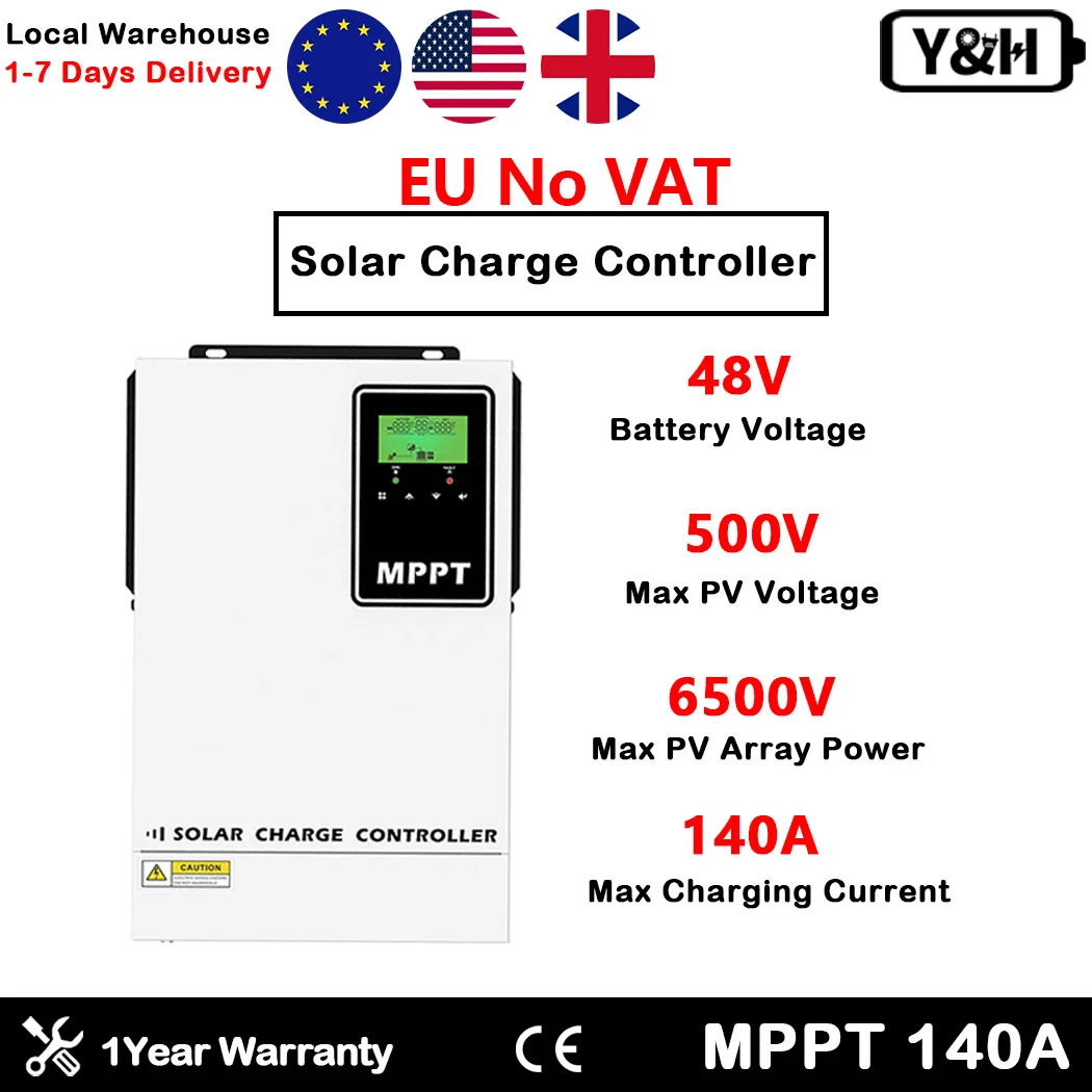 Y&H MPPT 140A Solar Charge Controller 48V Battery Regulator with LCD PV ...